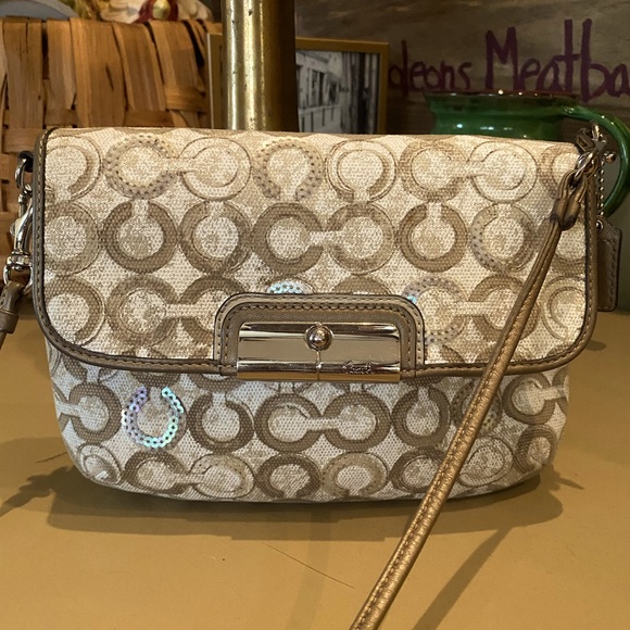 Coach | Bags | Coach Kristin Op Art Mushroom Taupe Signature Mini ...